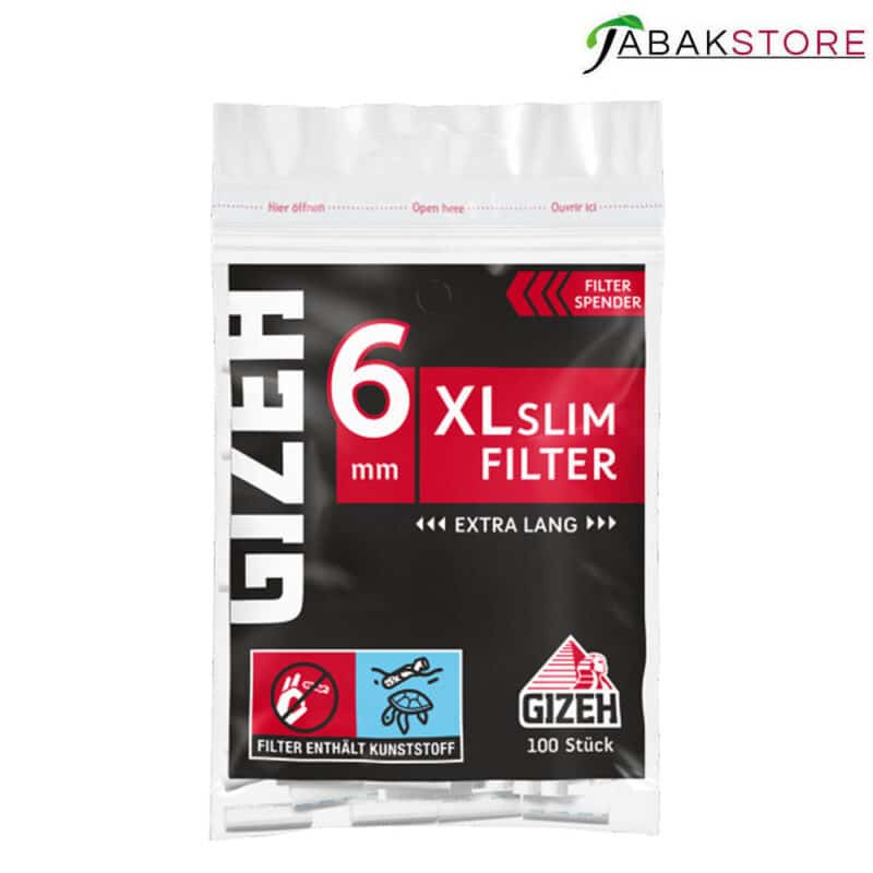 Gizeh XL Slim Filter 6mm | Extra Lang Schwarz 1x100 | Online kaufen