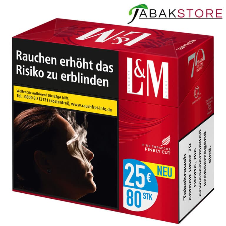 L&M Red Big Box | 76 Zigaretten | MEGA-Vorrat | 25 Euro
