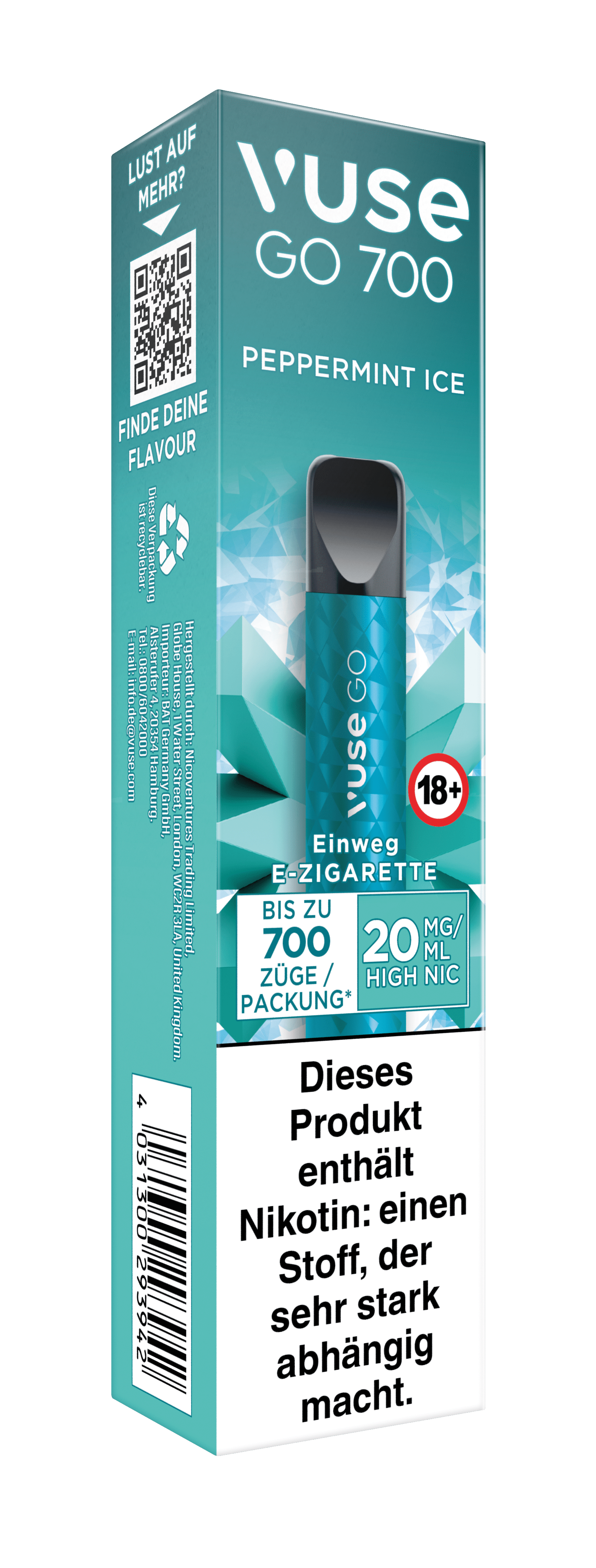 Vuse GO 700 – Peppermint Ice – 20mg/ml - Online kaufen im Shop