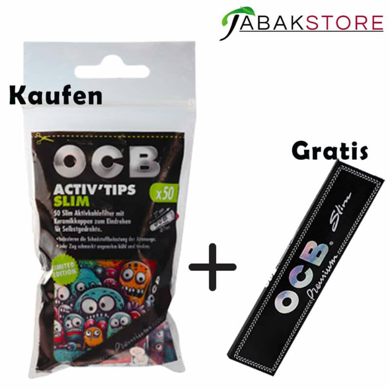 OCB Slim Activ Filter + Gratis Papers | Jetzt Nur 6,50€ | Tabakstore